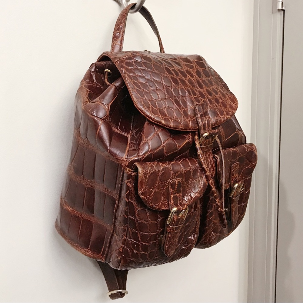 Helene Crocodile Alligator Skin Backpack Italy - Gem